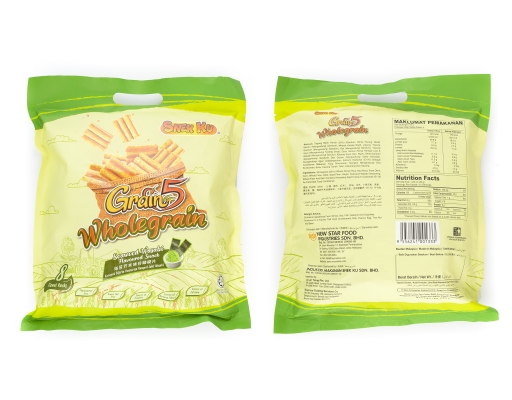 Snek Ku Grain 5 Wholegrain Seaweed Wasabi Flavour Family Pack | myaeon2go