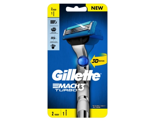 Gillette Mach3 Turbo Razor 1 Handle + 2 Cartridges | myaeon2go