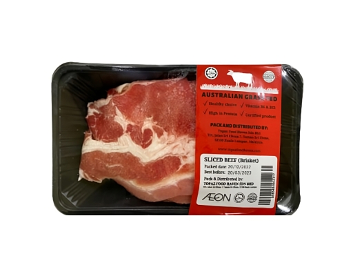 Topaz Food Australia Beef Brisket 250g Frozen Sliced