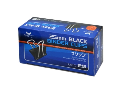 Unicorn Black Binder Clips 25mm | myaeon2go