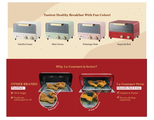 La Gourmet Electric Oven Retro Flamingo Pink | myaeon2go