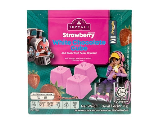 TOPVALU Strawberry Flavour White Chocolate Cube | myaeon2go